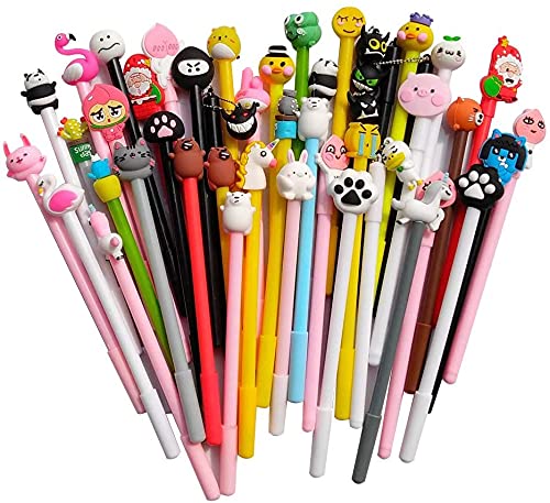 24 pack Black Erasable Pens Kiddie Kawaii Cute Cartoon Gel Ink Pens Assorted Style Writing Pens for Birthday Present School Prize Student Gift Fun Girl Pens (erasable black)