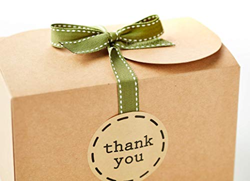 Hayley Cherie - Brown Kraft Gift Treat Boxes with Ribbons & Thank You Stickers (20 Pack) - 6.5 x 4 x 4 inches - Thick 400gsm Cardboard - For Goodies, Candy, Parties, Christmas, Birthdays, Weddings