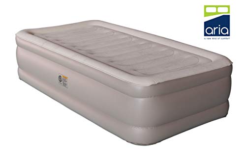 Aria Twin Inflatable Air Mattress with ConstantComfort Built-in Pump, Self-Inflating Air Bed Maintains Selected Firmness for Luxurious All-Night Sleep Comfort,Beige