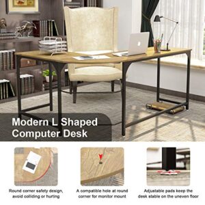 Weehom Reversible L Shaped Desk Corner Computer Desks for Home Office 66 Inch Large PC Laptop Gaming Table