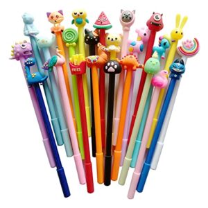 sencoo 24 pack Cute Cartoon Gel Black Ink Pens Assorted Style Writing Pens for Kiddos Birthday Present School Prize Student Gift Fun Girl Pens (black)