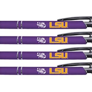 Greeting Pen LSU Soft Touch Coated Metal Pen 4 Pack (4013), Purple/Multi