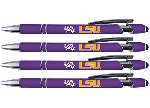 Greeting Pen LSU Soft Touch Coated Metal Pen 4 Pack (4013), Purple/Multi