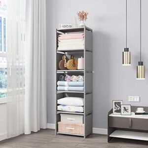 Rerii Cube Storage Shelves, 5 Cubes Closet Bedroom Organizer, Bookshelf Bookcase for Bedroom, Living Room, Small Spaces, 6-Layer