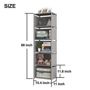 Rerii Cube Storage Shelves, 5 Cubes Closet Bedroom Organizer, Bookshelf Bookcase for Bedroom, Living Room, Small Spaces, 6-Layer