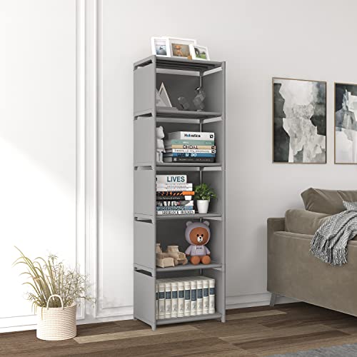 Rerii Cube Storage Shelves, 5 Cubes Closet Bedroom Organizer, Bookshelf Bookcase for Bedroom, Living Room, Small Spaces, 6-Layer