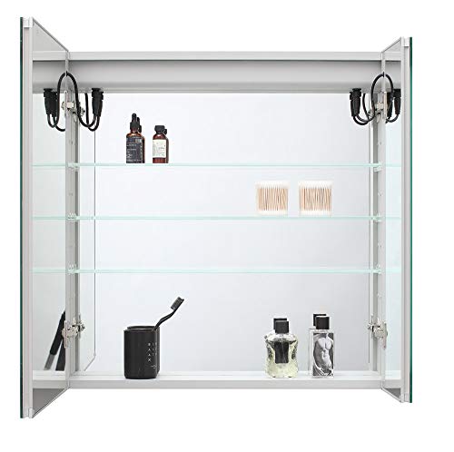 AQUADOM Royale Basic 30in x 30in x 5in LED Medicine Mirror Cabinet Recessed Surface Mounted, Dimmer, Touch Screen Button