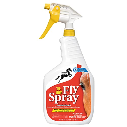 Happy Horse Fly Spray, 14-Day Sweat and Weather Resistant Long Lasting Fly Spray, 32oz