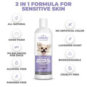 Mighty Petz 2-in-1 Oatmeal Dog Shampoo and Conditioner – Dog Shampoo Sensitive Skin for Dog's Itchy Dry Skin with Soothing Aloe Vera + Baking Soda + pH Balanced. Get Smelly Dogs Coat Fresh, 16 oz