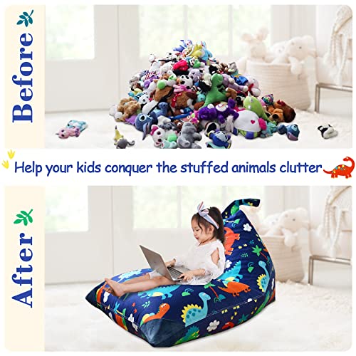 Jorbest Stuffed Animal Storage Bean Bag Chair for Kids Adults, Stuffed Animal Bean Bag Storage, Dinosaur Bean Bag Stuffed Animal Storage, Dinosaur Kids Bean Bag Chair Cover - Cover ONLY (200L/52 Gal)