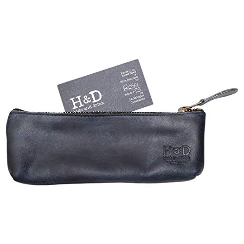 Hide & Drink, Durable Leather Pencil Pouch/Pen Case/Work Accessories/Student & Professionals Essentials, Handmade - Slate Blue