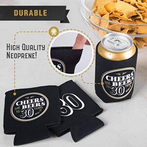 Prazoli 30th Birthday Can Coolers (12 Pack) - Mens Dirty 30 Birthday Decorations for Him, Cheers and Beers to 30 Years Birthday Decoration, 30th Birthday Party Favors, Thirty Birthday Decorations