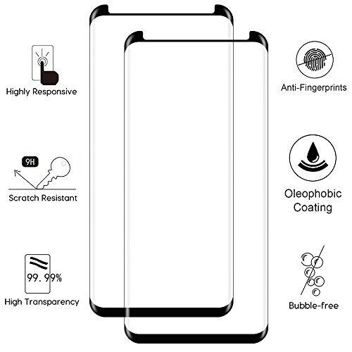 【2-PACK 】Coolpow Designed for Samsung Galaxy S9 Screen Protector Samsung S9 Screen Protector Tempered Glass Film, Case Friendly, Anti-Bubble, 3D Curved, Full Coverage, HD Clear【 NOTE： not for S9 Plus 】