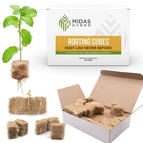 Rooting Cubes for Cloning Kit - Biodegradable Root Booster for Fast Root Growth - Advanced Cloning Hormone Rockwool Alternative - 30 1x1 inch Root Starter Seed Starter Plugs for Cloning Trays