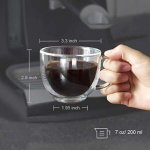 BNUNWISH Double Wall Glass Expresso Coffee Mugs Set Of 4 (7 OZ / 200 ML) Insulted Clear Cappuccino Coffee Mugs Tea Cups