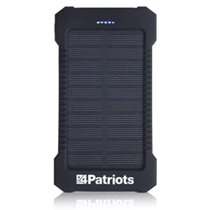 4patriots patriot power cell: portable solar power bank, rechargeable external battery 2 usb ports, 8,000 mah lithium polymer battery, led flashlight, great for hiking or emergencies