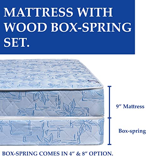 9-Inch Medium Firm Tight top Innerspring Fully Assembled Double Sided Mattress and Box Spring/Foundation, Good for The Back