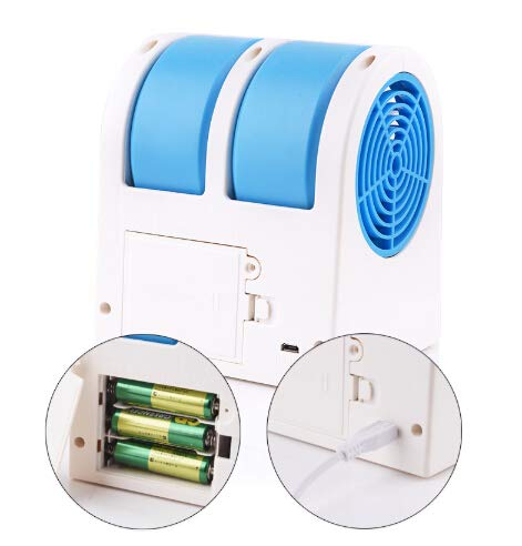 BXT Portable Air Conditioner Fan Dual Bladeless Safe Mini Personal Fan Battery Powered/USB Recharging Table Desktop Fan Drawer Frgance Perfume Oil Misting Fan Cooling Cooler Indoor/Outdoor Use