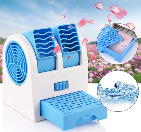 BXT Portable Air Conditioner Fan Dual Bladeless Safe Mini Personal Fan Battery Powered/USB Recharging Table Desktop Fan Drawer Frgance Perfume Oil Misting Fan Cooling Cooler Indoor/Outdoor Use