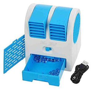 BXT Portable Air Conditioner Fan Dual Bladeless Safe Mini Personal Fan Battery Powered/USB Recharging Table Desktop Fan Drawer Frgance Perfume Oil Misting Fan Cooling Cooler Indoor/Outdoor Use