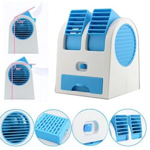 BXT Portable Air Conditioner Fan Dual Bladeless Safe Mini Personal Fan Battery Powered/USB Recharging Table Desktop Fan Drawer Frgance Perfume Oil Misting Fan Cooling Cooler Indoor/Outdoor Use