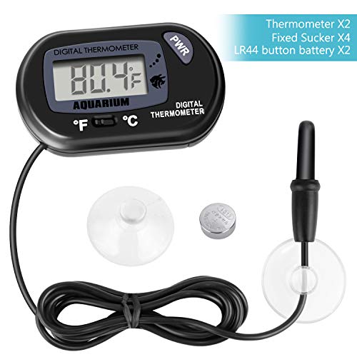 NEPTONION Aquarium Thermometer LCD Digital Aquarium Thermometer with Suction Cup Fish Tank Water Terrarium Temperature for Fish and Reptiles Like Lizard and Turtle