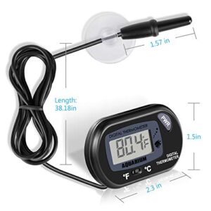 NEPTONION Aquarium Thermometer LCD Digital Aquarium Thermometer with Suction Cup Fish Tank Water Terrarium Temperature for Fish and Reptiles Like Lizard and Turtle