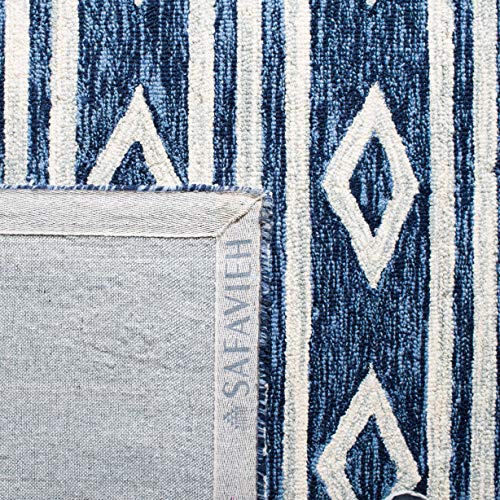 SAFAVIEH Micro-Loop Collection 2' x 3' Navy/Ivory MLP153N Handmade Moroccan Tribal Premium Wool Accent Rug