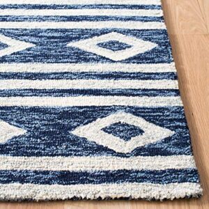 SAFAVIEH Micro-Loop Collection 2' x 3' Navy/Ivory MLP153N Handmade Moroccan Tribal Premium Wool Accent Rug