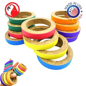 Bonka Bird Toys 2113 Pk12 Chew Bagels 2.75 inch Foraging Chew Foot Toy Beak Feet Parrot Foraging Foot Craft Talon Conure