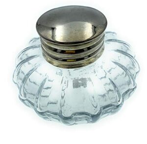 madison bay company round swirled clear glass inkwell, 3 inch diameter x 2.25 inch tall