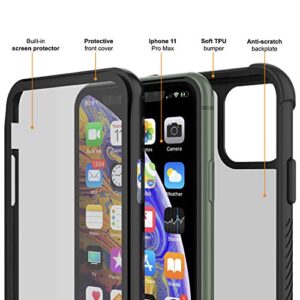 PunkCase iPhone 11 Pro Max Case [Spartan Series] Clear Rugged Heavy Duty Cover W/Built in Screen Protector | Ultra Slim 360 Full Body Protection Compatible W/Apple iPhone 11 Pro Max [Black]