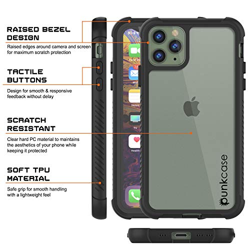 PunkCase iPhone 11 Pro Max Case [Spartan Series] Clear Rugged Heavy Duty Cover W/Built in Screen Protector | Ultra Slim 360 Full Body Protection Compatible W/Apple iPhone 11 Pro Max [Black]