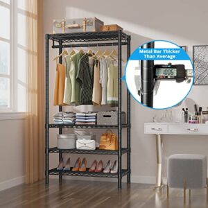 VIPEK V1S Wire Garment Rack 4 Tiers Heavy Duty Clothes Rack for Hanging Clothes Large Clothing Rack Freestanding Closet with Hanging Rod, 35.4'' L X 15.7'' W X 70.9'' H, Max Load 500LBS, Black