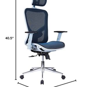 Techni Mobili Mesh Office Chair - High Back Computer Desk Chair with Adjustable Arms, Headrest, & Lumbar Support - Ergonomic Chair with Seat Cushion, Wheels, & Reclining Tilt Lock