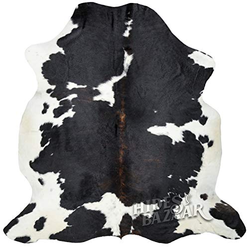 HIDES BAZAAR Dark Brown, Dark Chocolate, Black Tricolor Cowhide Rug, Natural Leather Hide, Area Rug (6x8 ft)