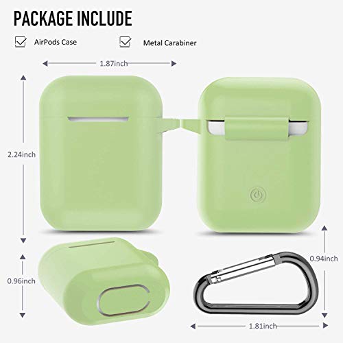 Coffea Protective Silicone Case with Keychain for Apple AirPods 1 & 2 (Front LED Not Visible) (Matcha Green)