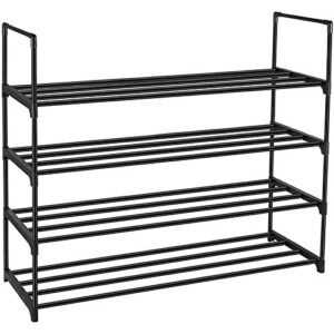 dazhom 4-tier shoe rack, shoe racks storage organizer closet, metal cabinet stackable shoe rack tower, space saving organizer shoe shelf durable holds 20 pairs, black