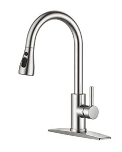 forious kitchen faucet with pull down sprayer brushed nickel, high arc single handle kitchen sink faucet with deck plate, commercial modern rv stainless steel kitchen faucets, grifos de cocina