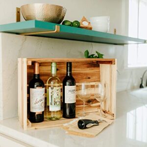 Large Wooden Wine Crate, Holds a Dozen Wine Bottles for Storage and Display