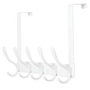 skoloo over the door hook rack, 5 door hanger hooks for clothes towels coat, over the door coat rack (white)