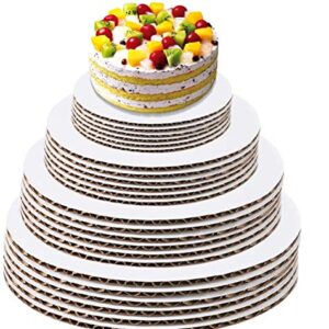 Twdrer 24 Cake Board Rounds, White Cake Circles Cake Base Circle Cardboard Base (6, 8, 10 & 12-Inch) for Cake Decorating & Multi-Tier Stacked Cakes