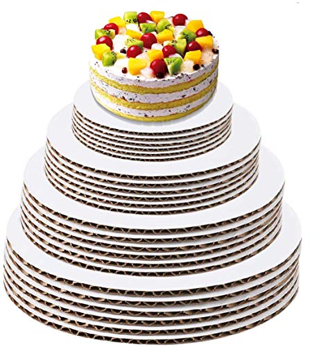 Twdrer 24 Cake Board Rounds, White Cake Circles Cake Base Circle Cardboard Base (6, 8, 10 & 12-Inch) for Cake Decorating & Multi-Tier Stacked Cakes