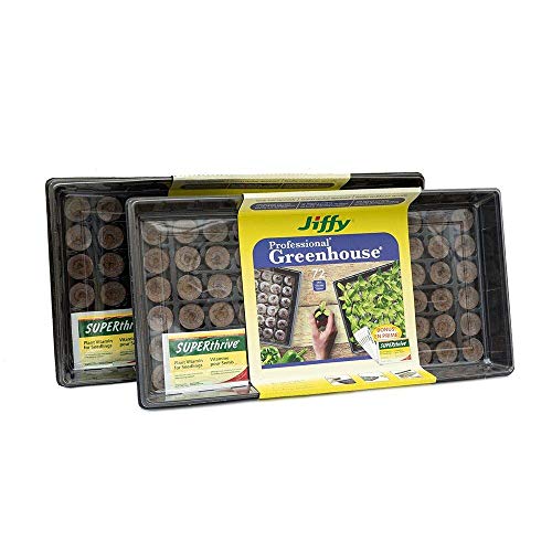 Ferry Morse Jiffy Seed Starting Greenhouse with 72 36mm Peat Pellets and Bonus SUPERthrive Sample + Plant Markers (2 Pack)