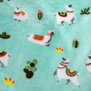 AVAFORT Velvet Plush Home Fleece Throw Blanket for Couch Sofa Bed, Warm Elegant Fuzzy Flannel Blanket for Kid Baby Adults or Pet, Lightweight Soft Cozy Warm Luxury Microfiber Blankets (Llama-Aqua Sky)