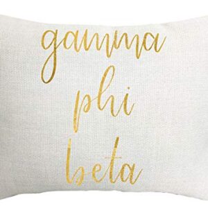 Sorority Shop Gamma Phi Beta Pillow – Gold Script Design, 12" x 16" Lumbar Pillow Sorority