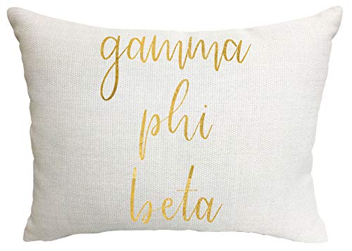 Sorority Shop Gamma Phi Beta Pillow – Gold Script Design, 12" x 16" Lumbar Pillow Sorority