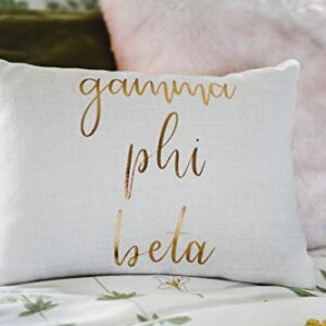 Sorority Shop Gamma Phi Beta Pillow – Gold Script Design, 12" x 16" Lumbar Pillow Sorority