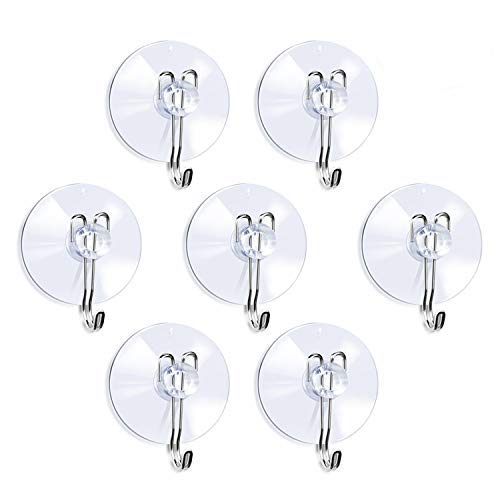 DSMY Suction Cup Hooks, Removable Home Kitchen Bathroom Small Suction Cups Wall Hooks for Glass Towel Hangers, Utility Hooks, Hanging Supplies - 7 Packs (7)