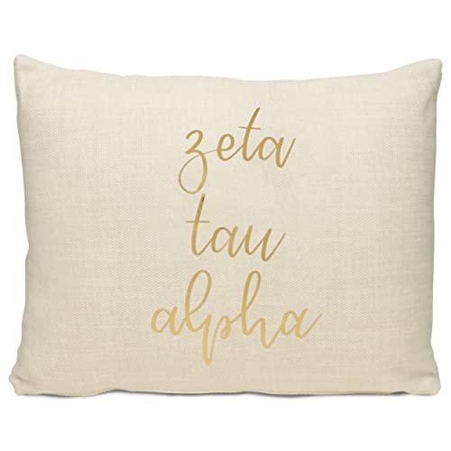 Sorority Shop Zeta Tau Alpha Pillow – Gold Script Design, 12" x 16" Lumbar Pillow Sorority